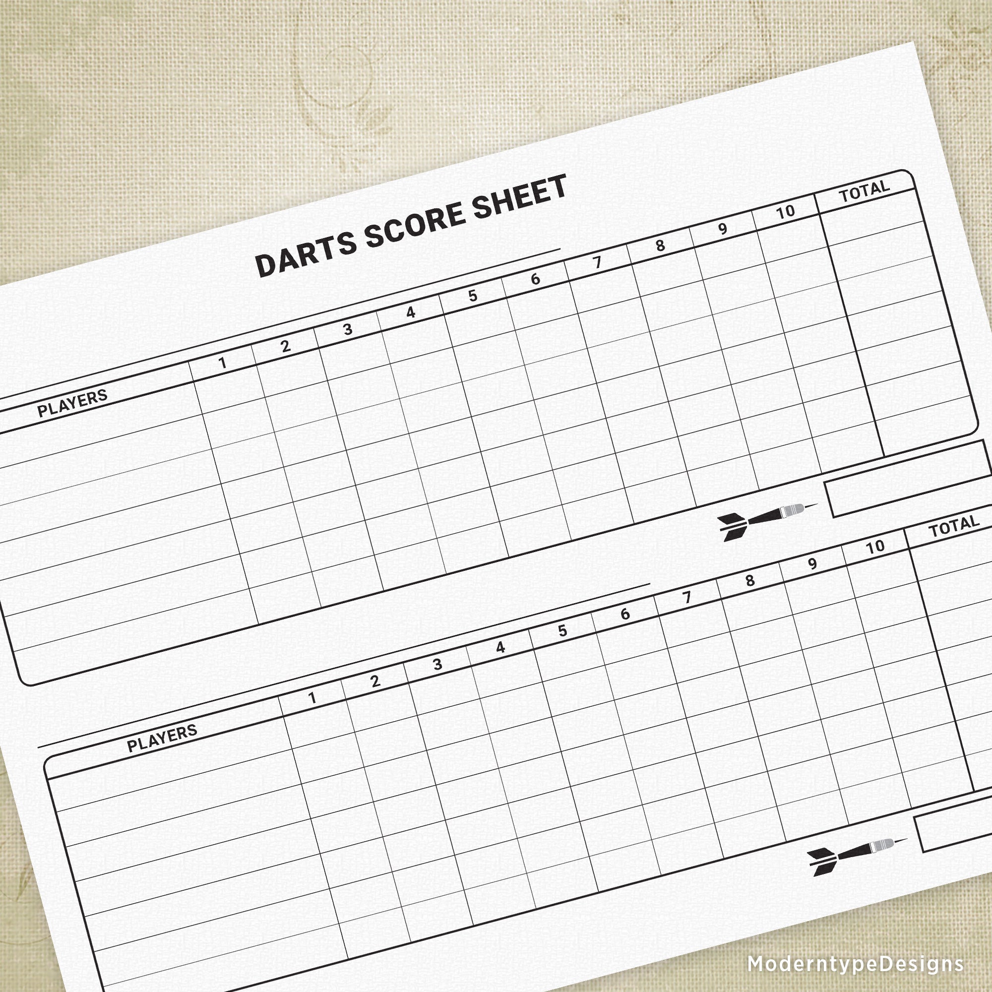 Darts Scoring Sheet Printable 1 Or 2 Games Darts Scoring Sheet Printable 1 Or 2 Games