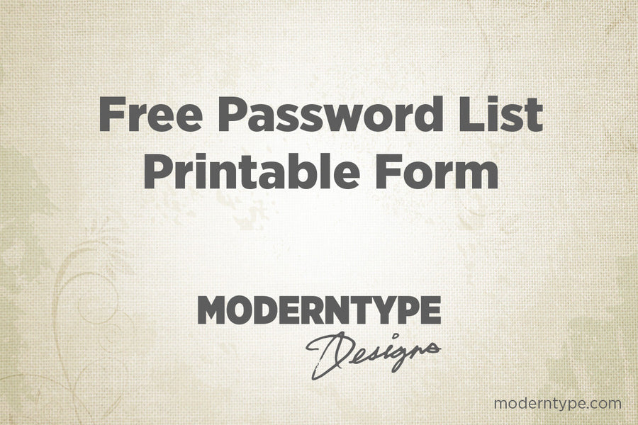 Free Password List Printable Form