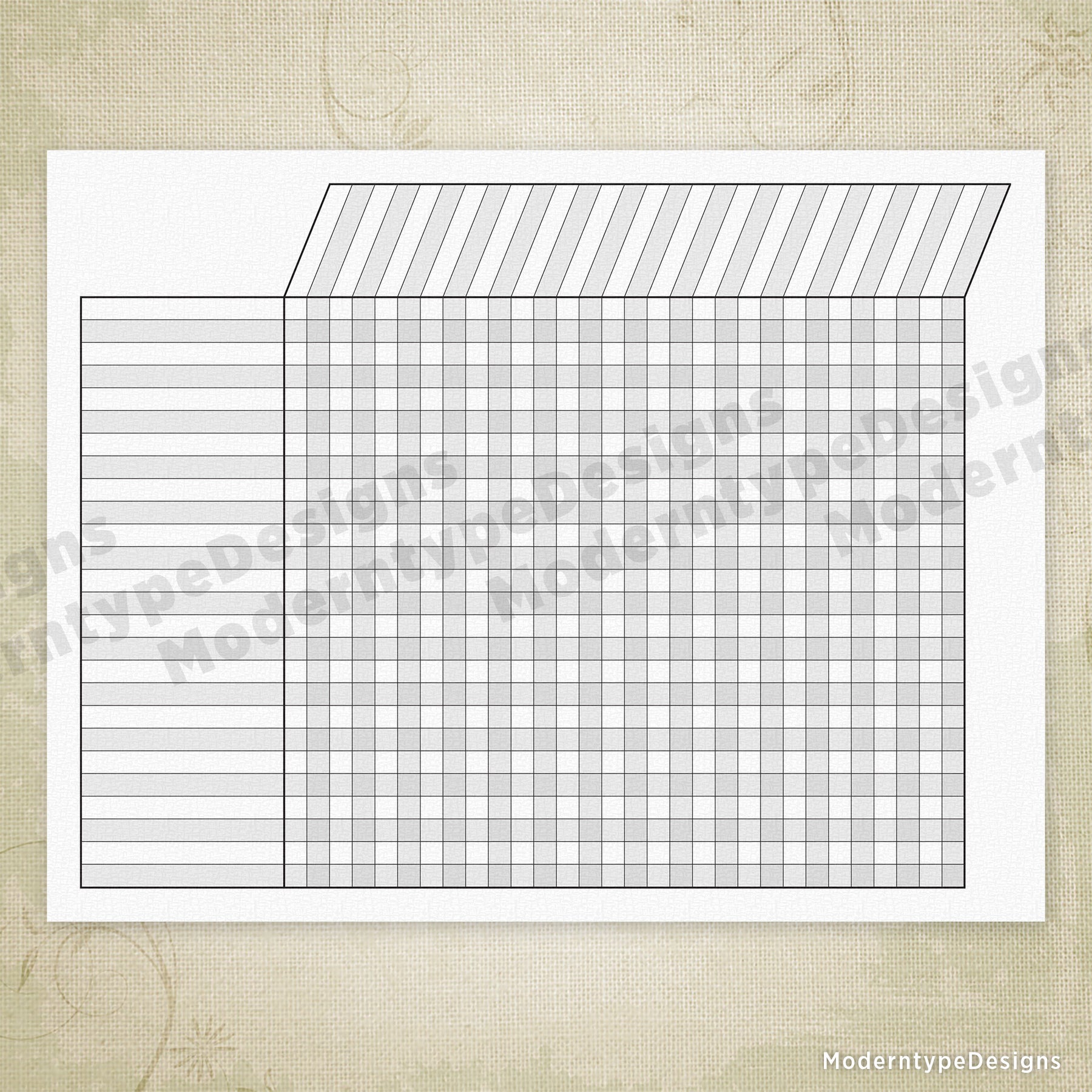 Blank Spreadsheet Printable with Alternating Rows and Columns