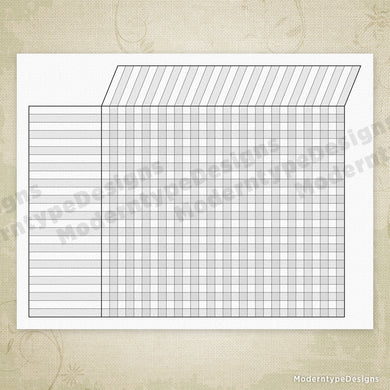 Blank Spreadsheet Printable with Alternating Rows and Columns