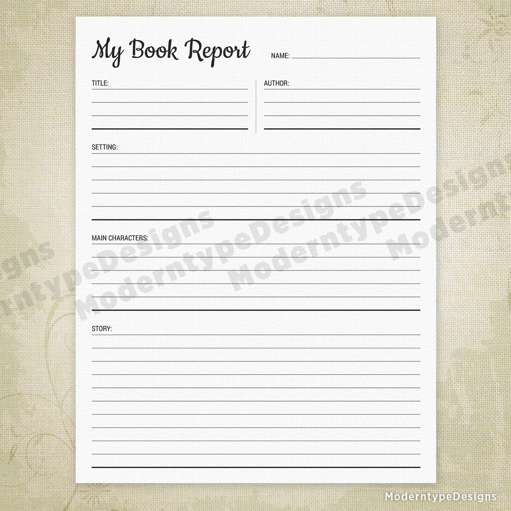 My Book Report Writing Printable