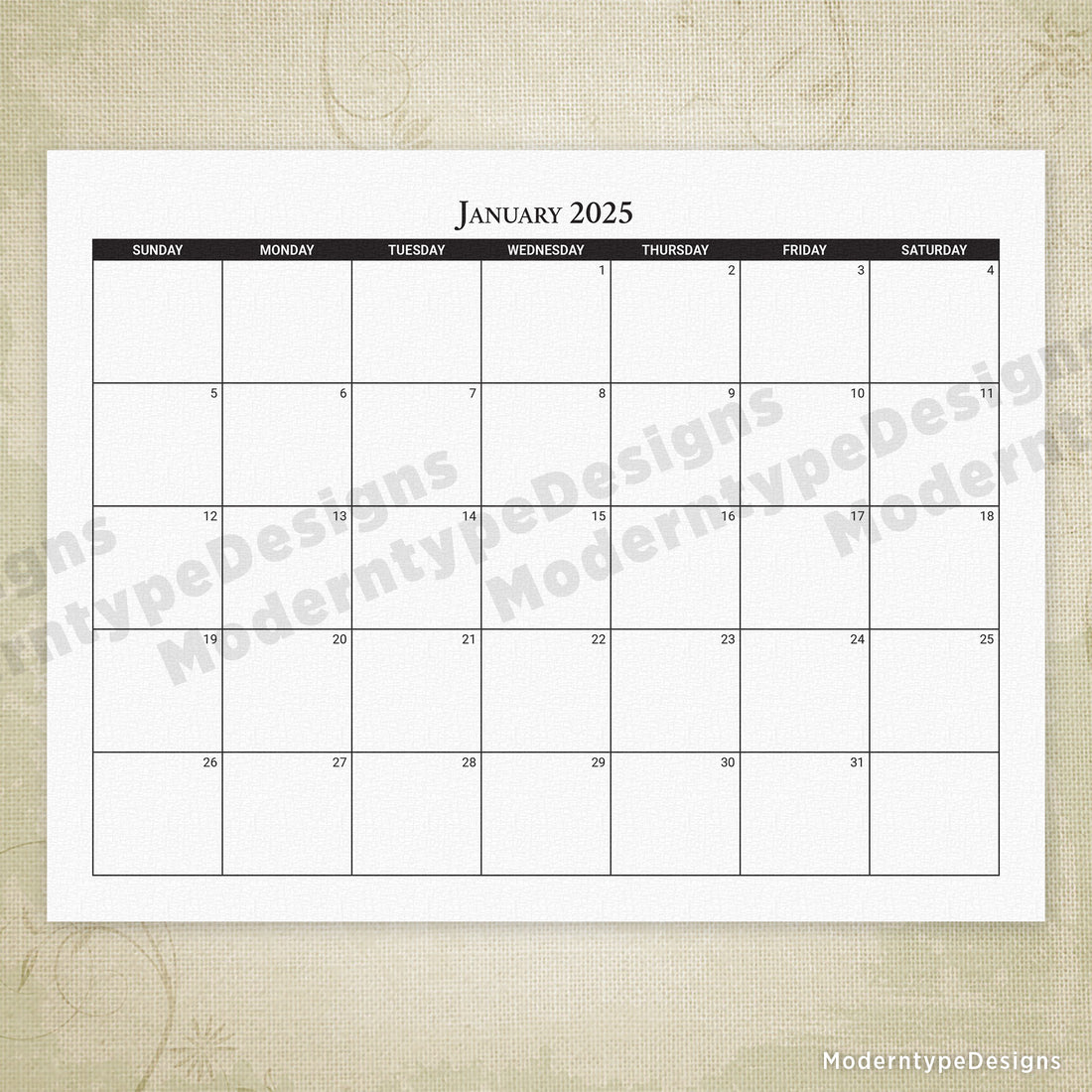 2025 Monthly Printable Calendar