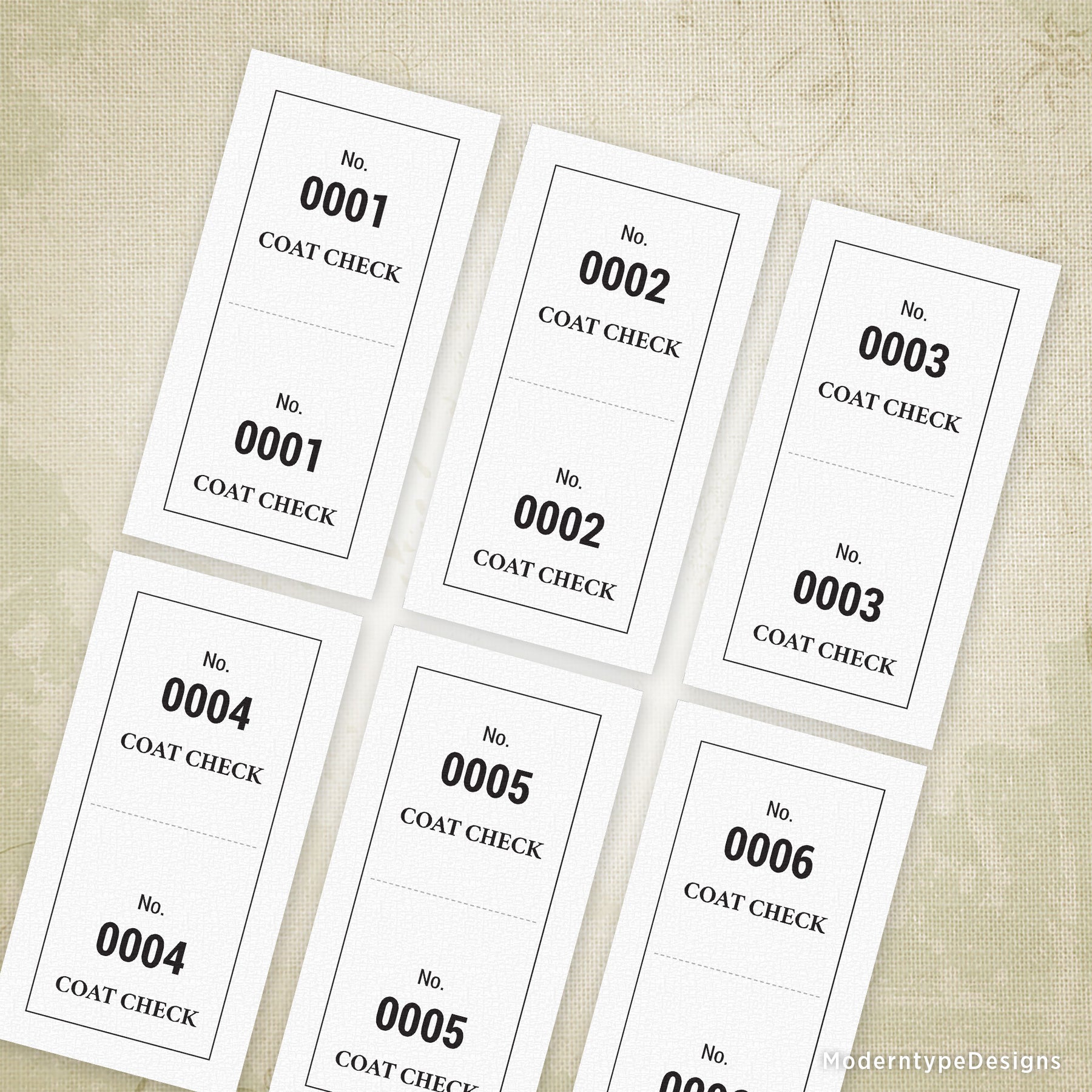 Coat Check Tickets & Log Printables
