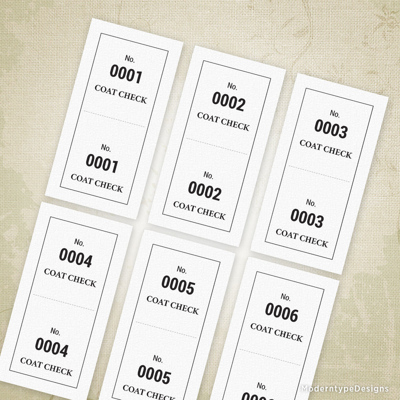 Coat Check Tickets & Log Printables