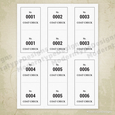 Coat Check Tickets & Log Printables