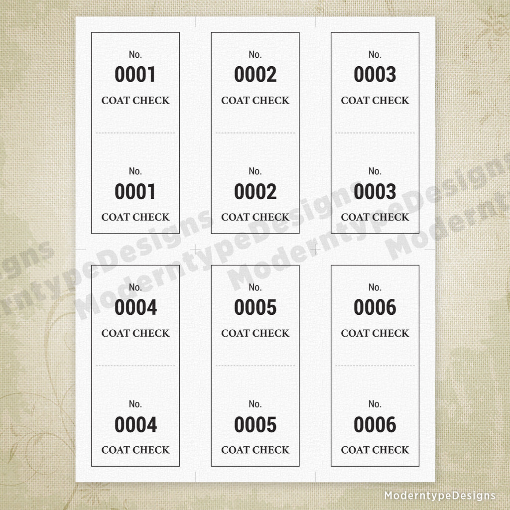 Coat Check Tickets & Log Printables