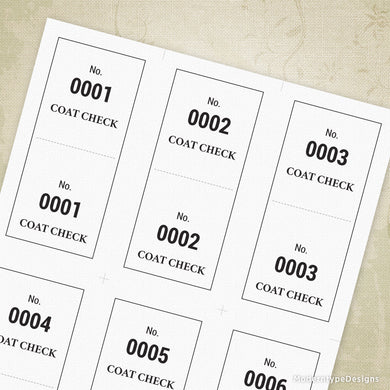 Coat Check Tickets & Log Printables