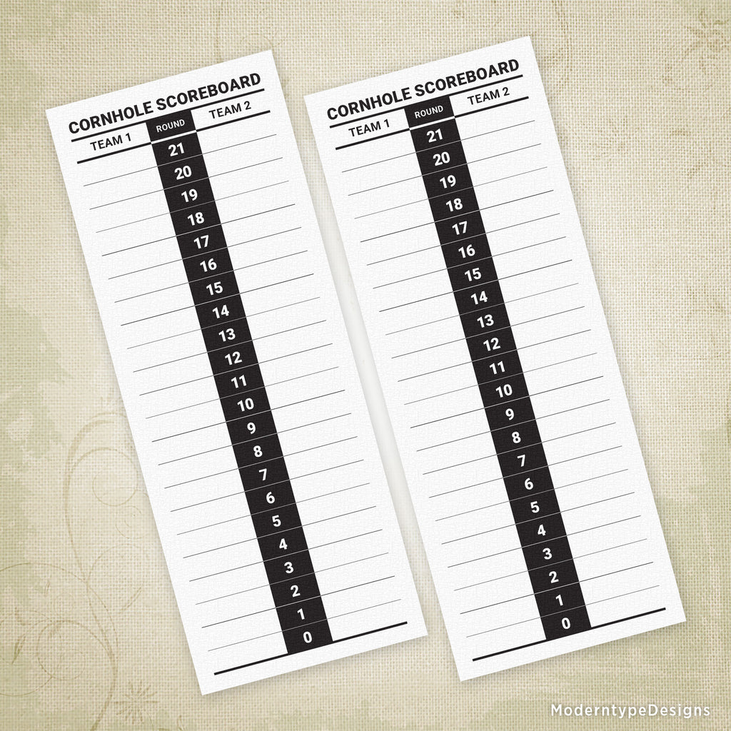 Cornhole Scoreboard Printable Sheet, 4.25 x 11"