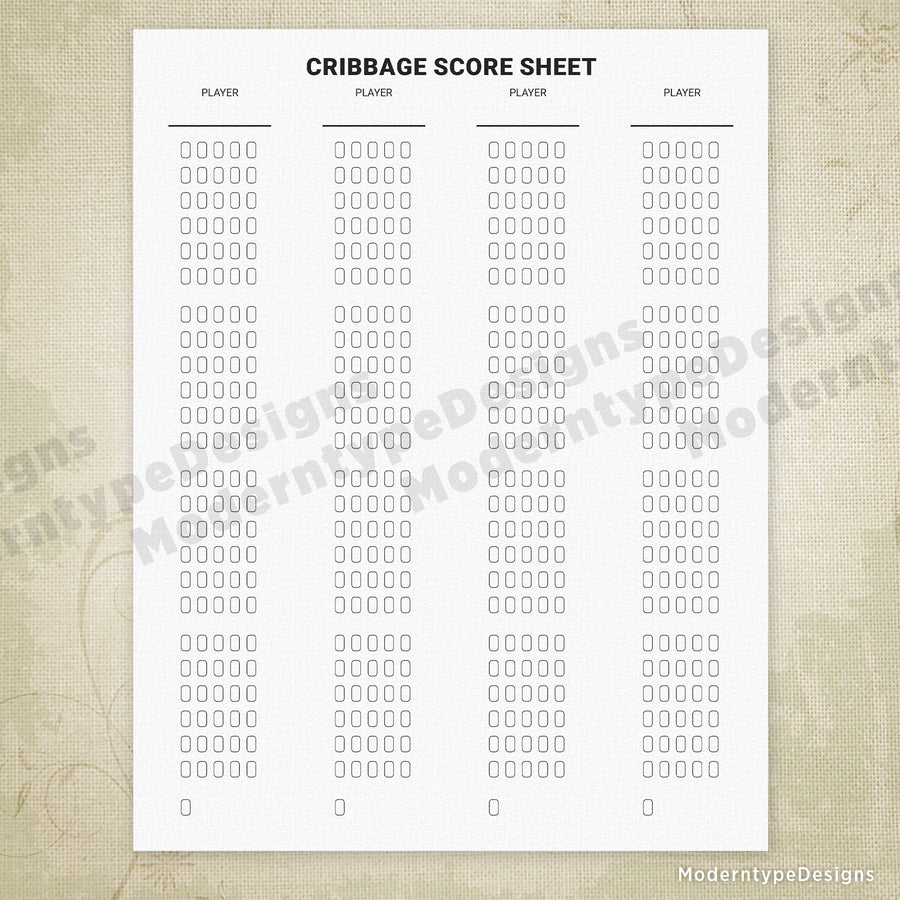 Cribbage Score Sheet Printable Form