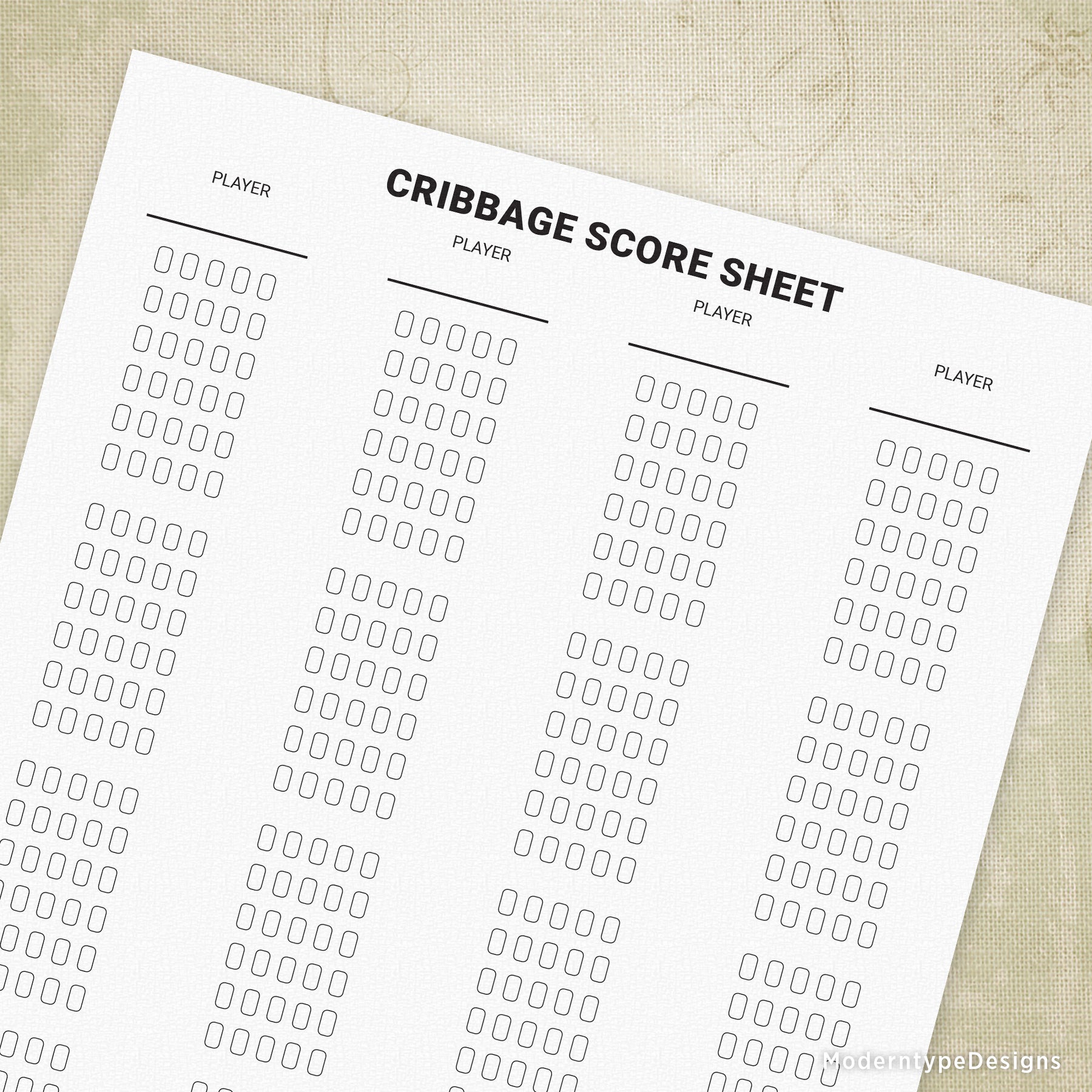 Cribbage Score Sheet Printable Form