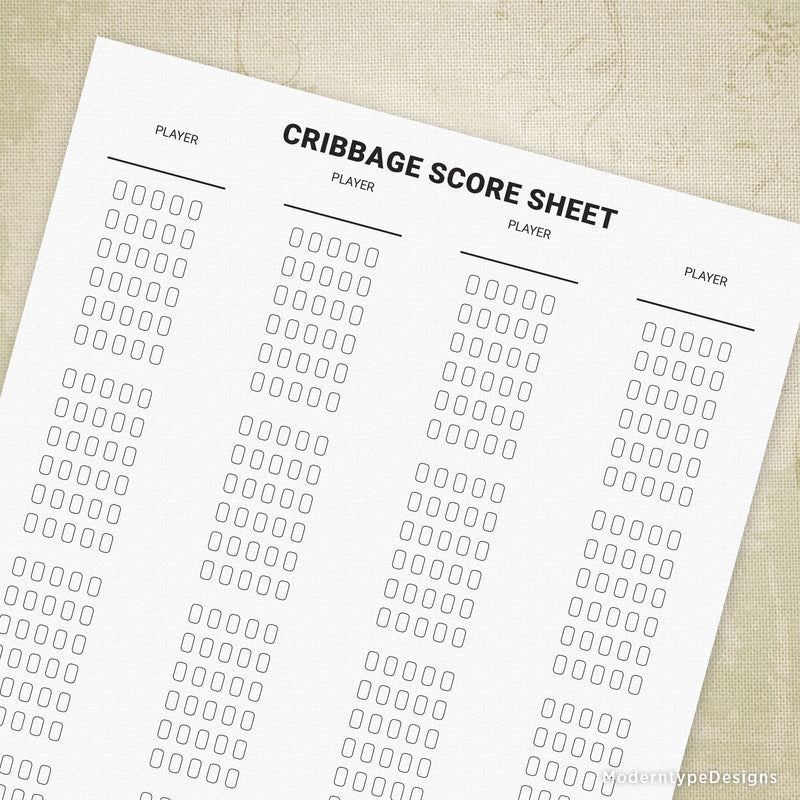 Cribbage Score Sheet Printable Form
