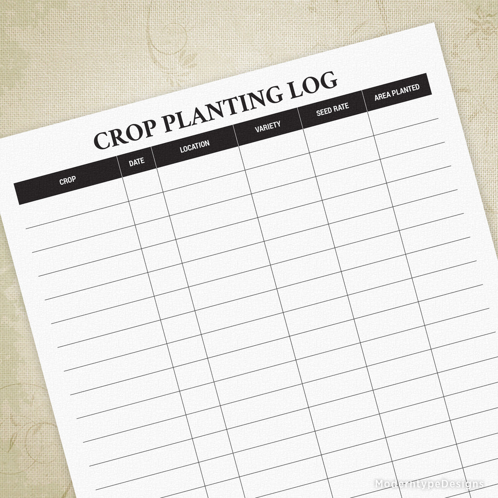 Crop Planting Log Printable