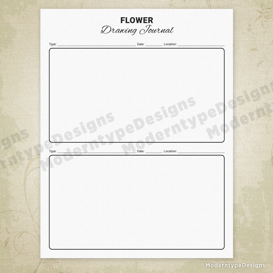 Flower Drawing Journal Printable, 2 Entries
