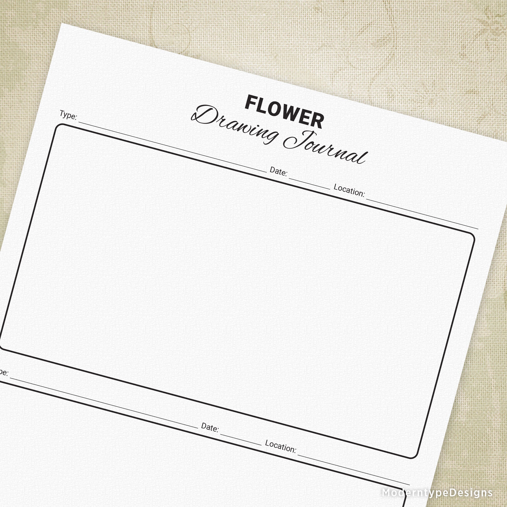 Flower Drawing Journal Printable, 2 Entries