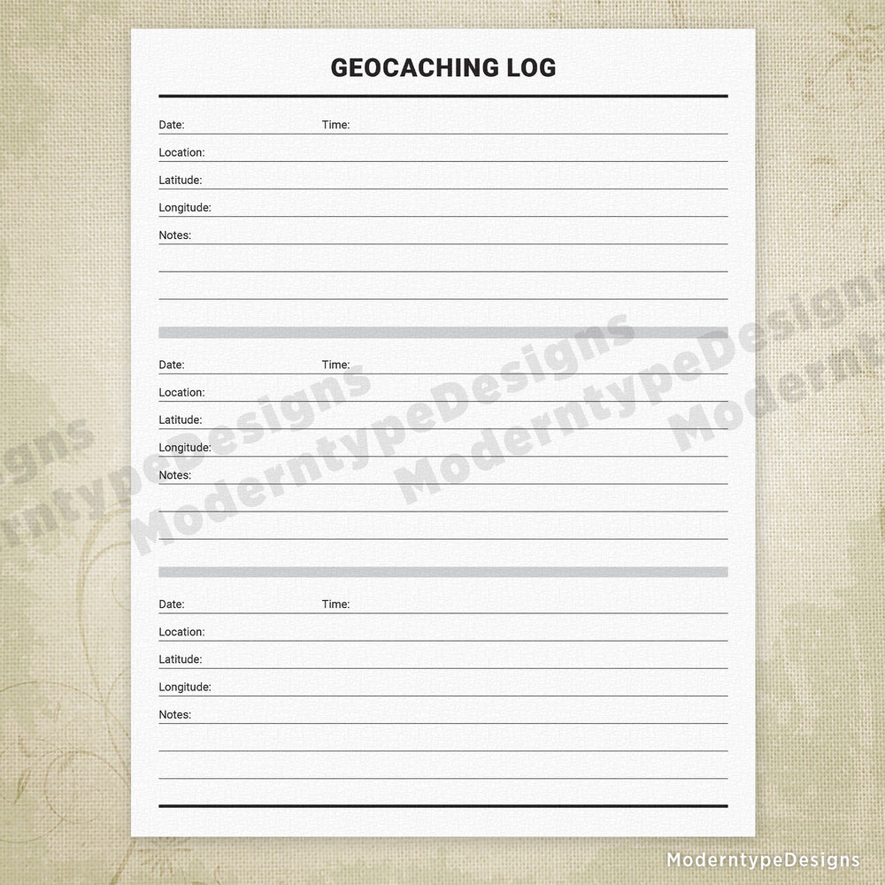 Geocaching Log Printable