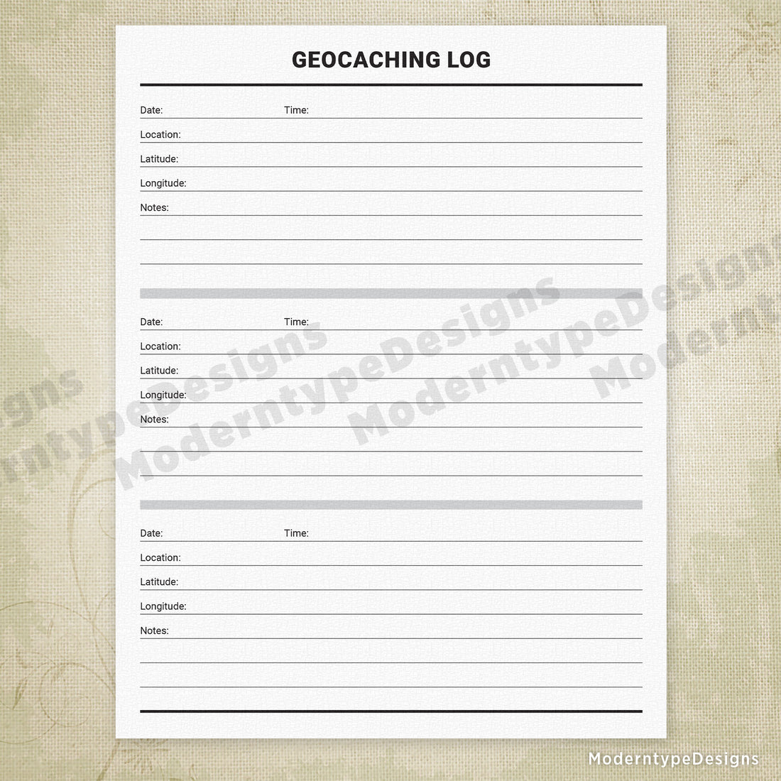 Geocaching Log Printable