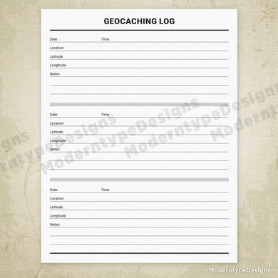 Geocaching Log Printable