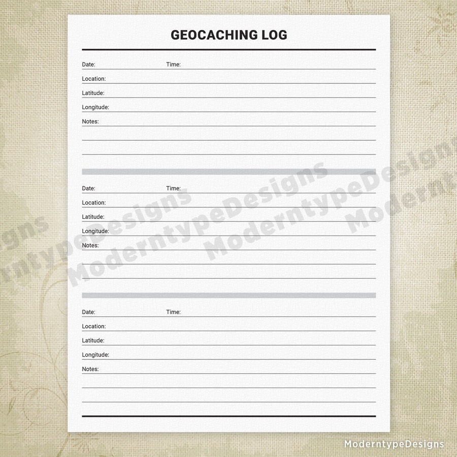 Geocaching Log Printable