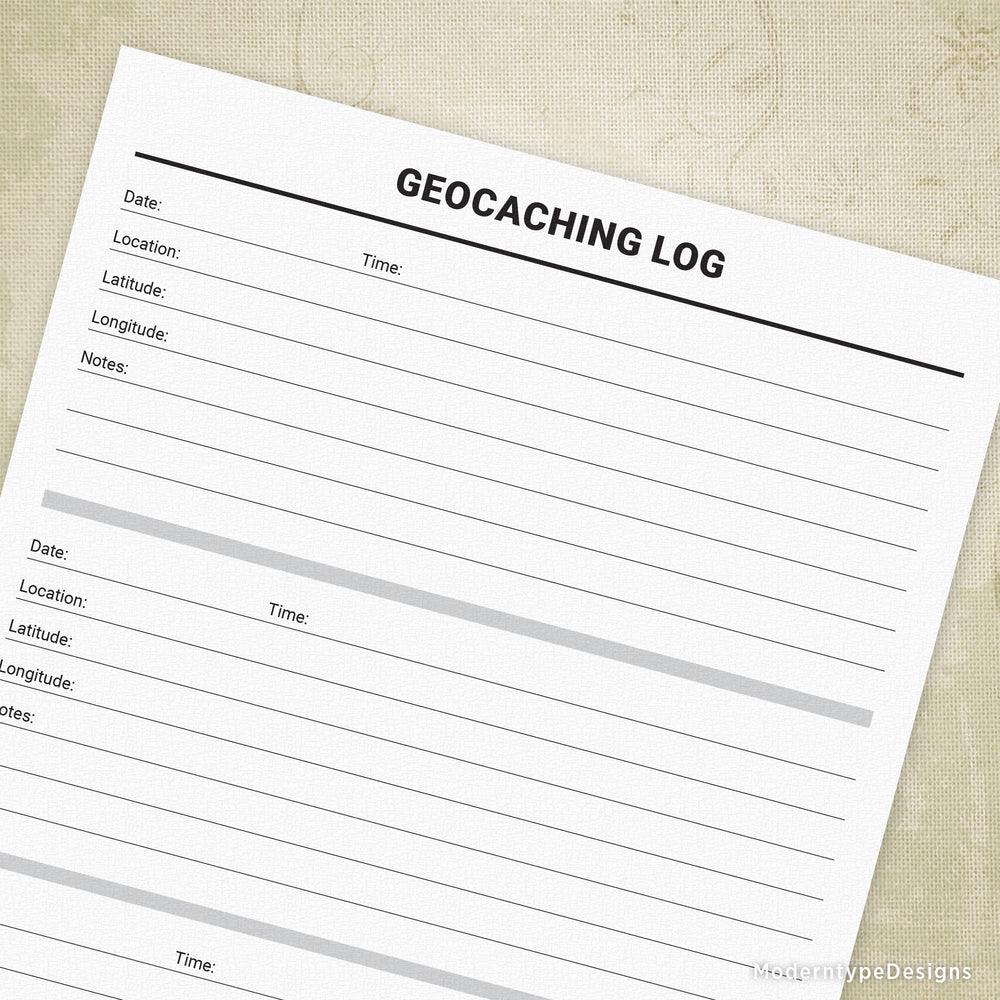 Geocaching Log Printable