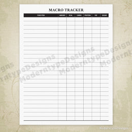 Macro Tracker Printable