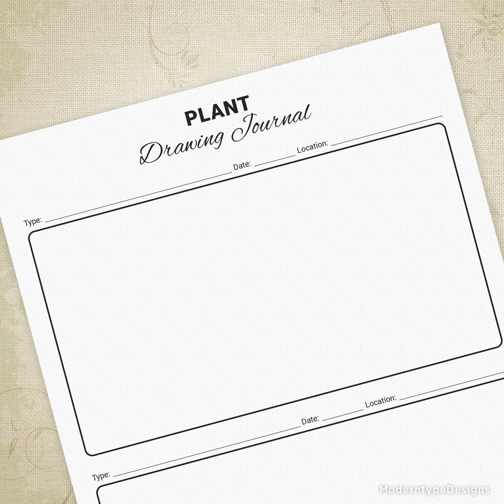 Plant Drawing Journal Printable, 2 Entries