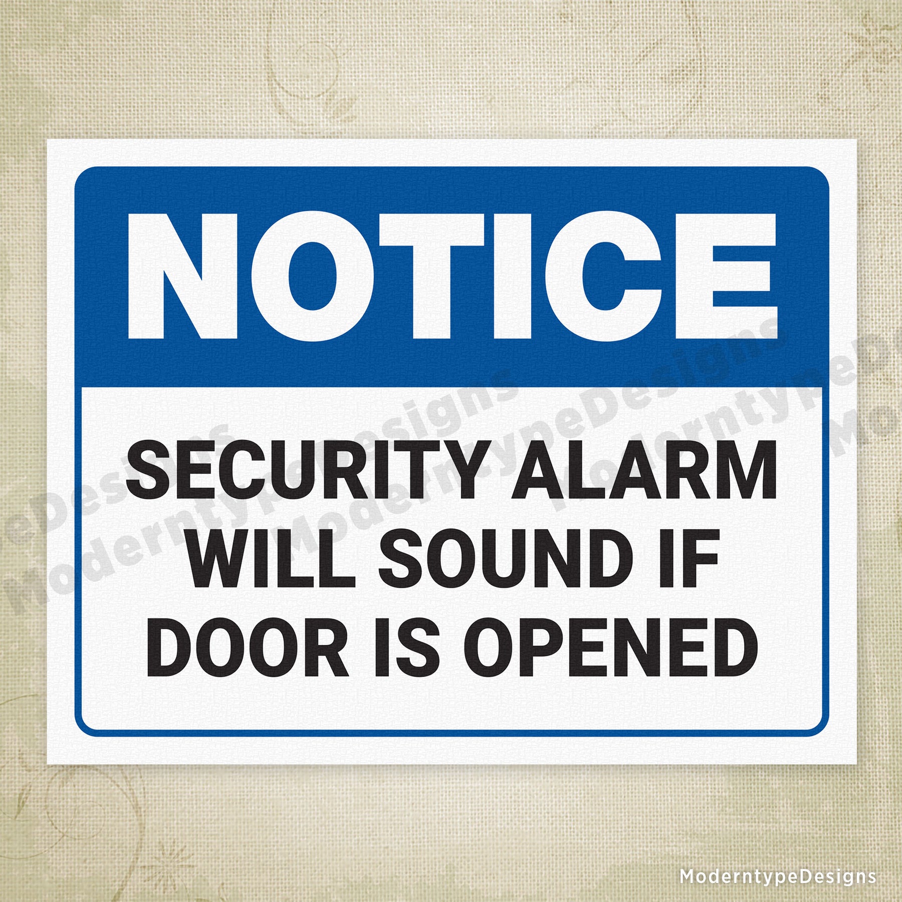 Security Alarm Will Sound if Door is Opened Printable Sign
