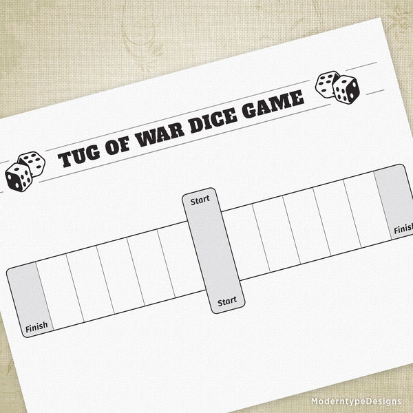 Tug of War Dice Game Board Printable