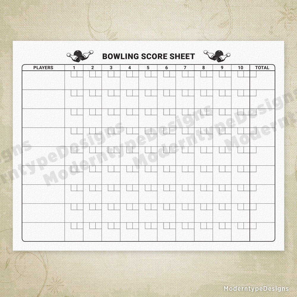 Bowling Scoring Sheet Printable
