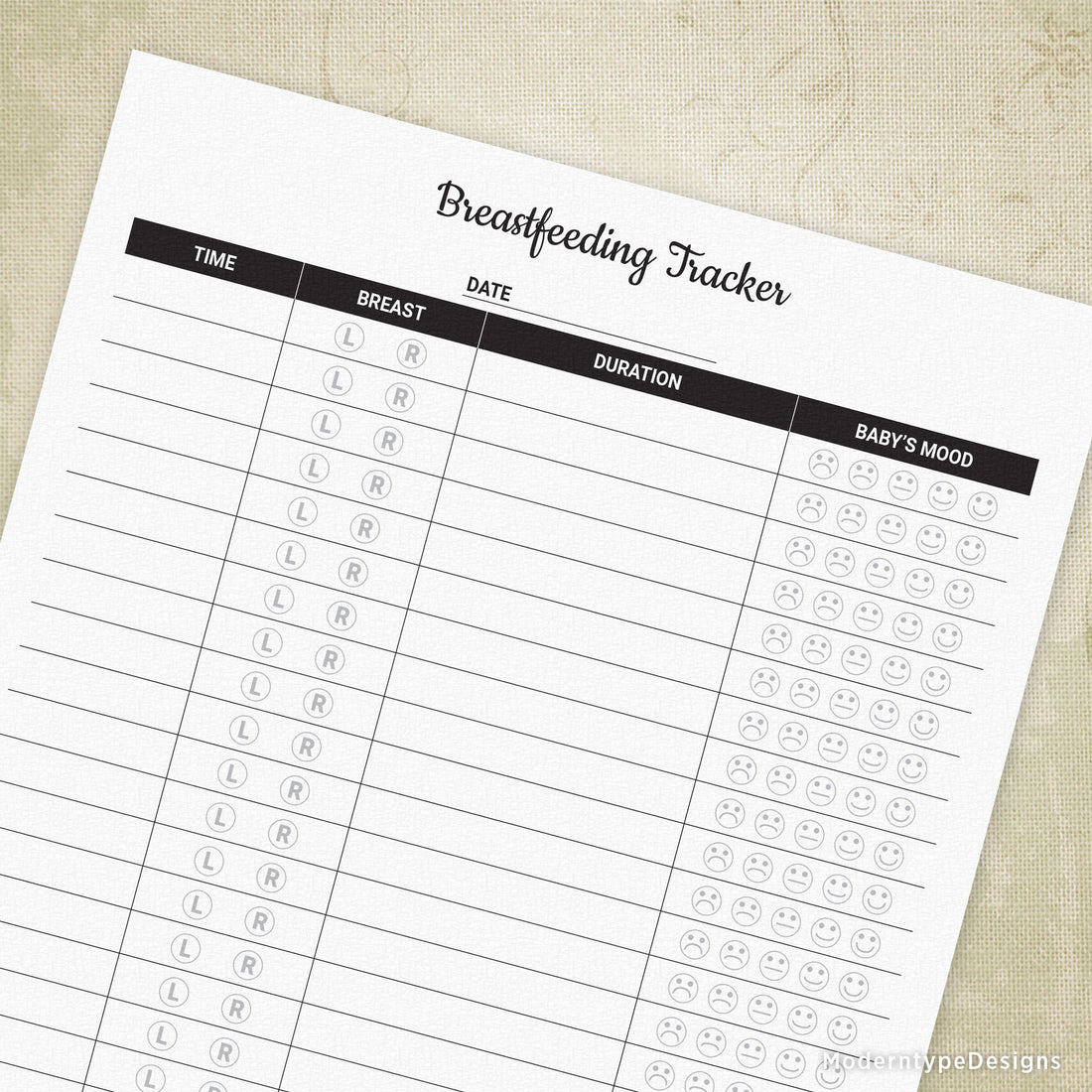 Breastfeeding Tracker Printable