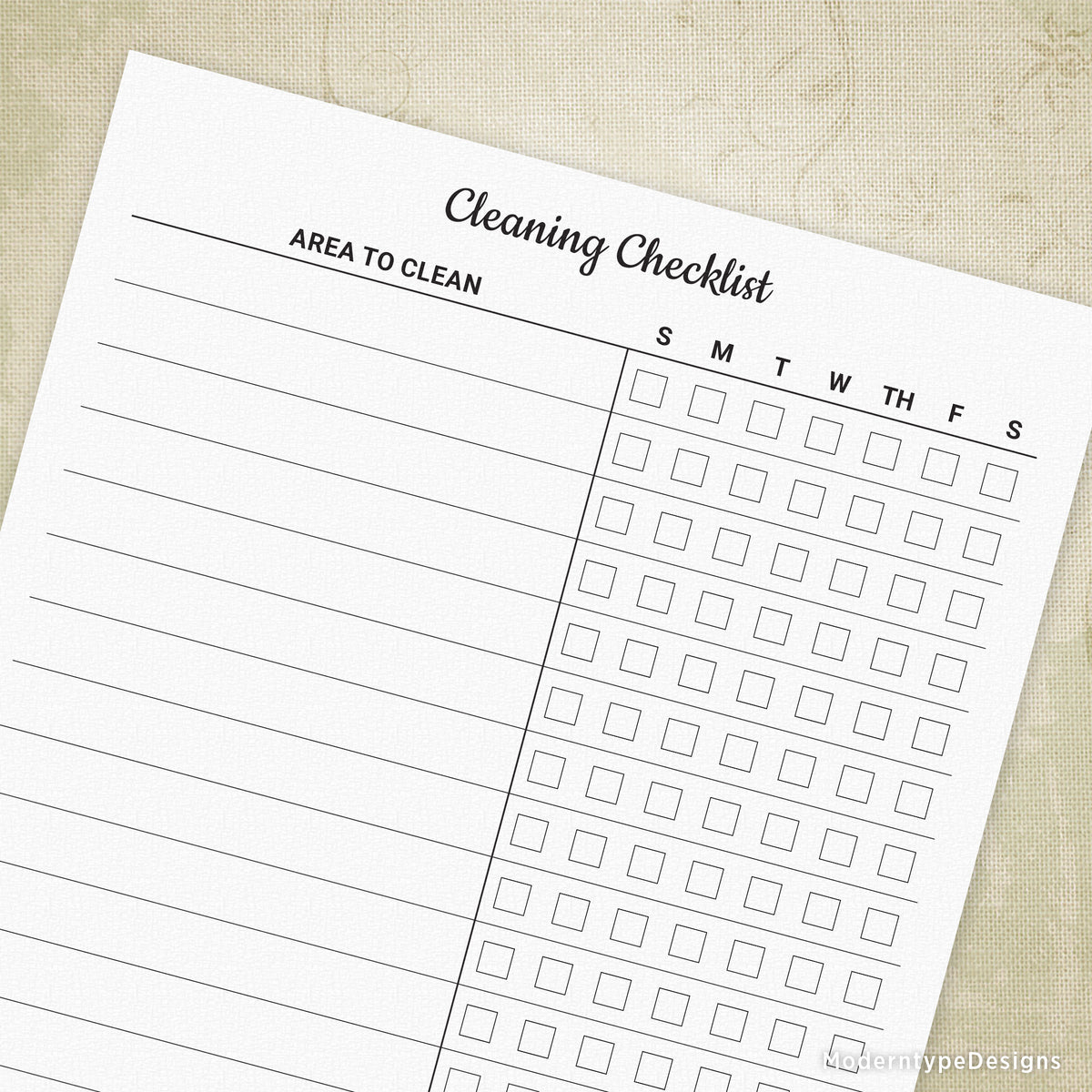 Cleaning Checklist Printable Form, Editable