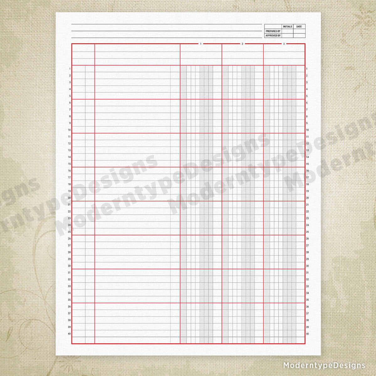 Columnar Worksheet Printable, 3 Columns