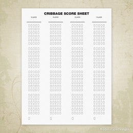 Cribbage Score Sheet Printable Form