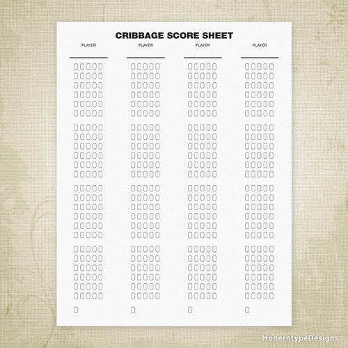 Cribbage Score Sheet Printable Form