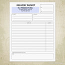 Delivery Docket Printable Form with Lines, Personalized, #1
