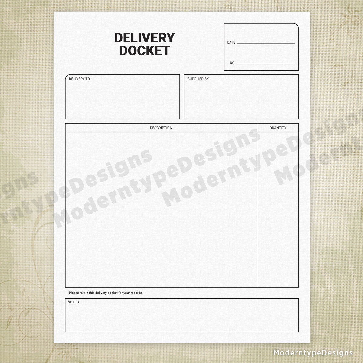 Delivery Docket Printable Form, #3