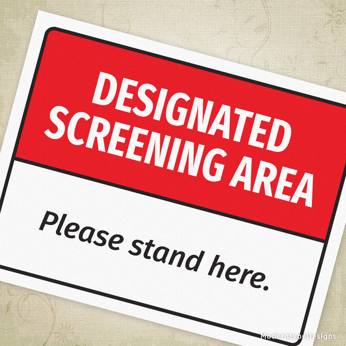 Designated Screening Area Printable Sign