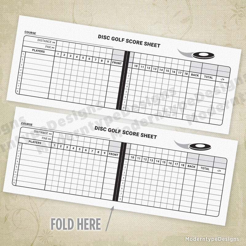 Disc Golf Scoring Sheet Printable, 2 Games