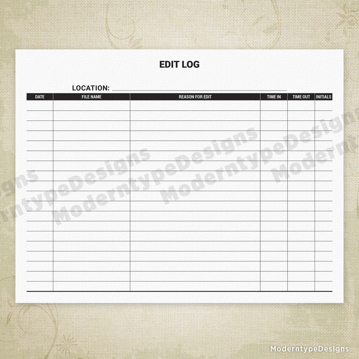 File Edit Log Printable