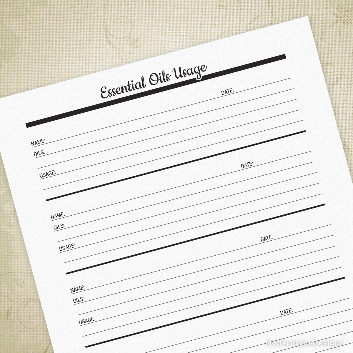 Essential Oils Usage Printable