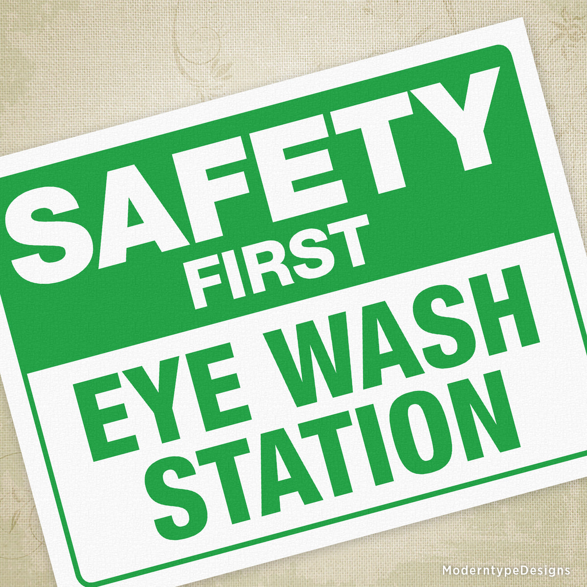 Safety First Eye Wash Station Printable Sign
