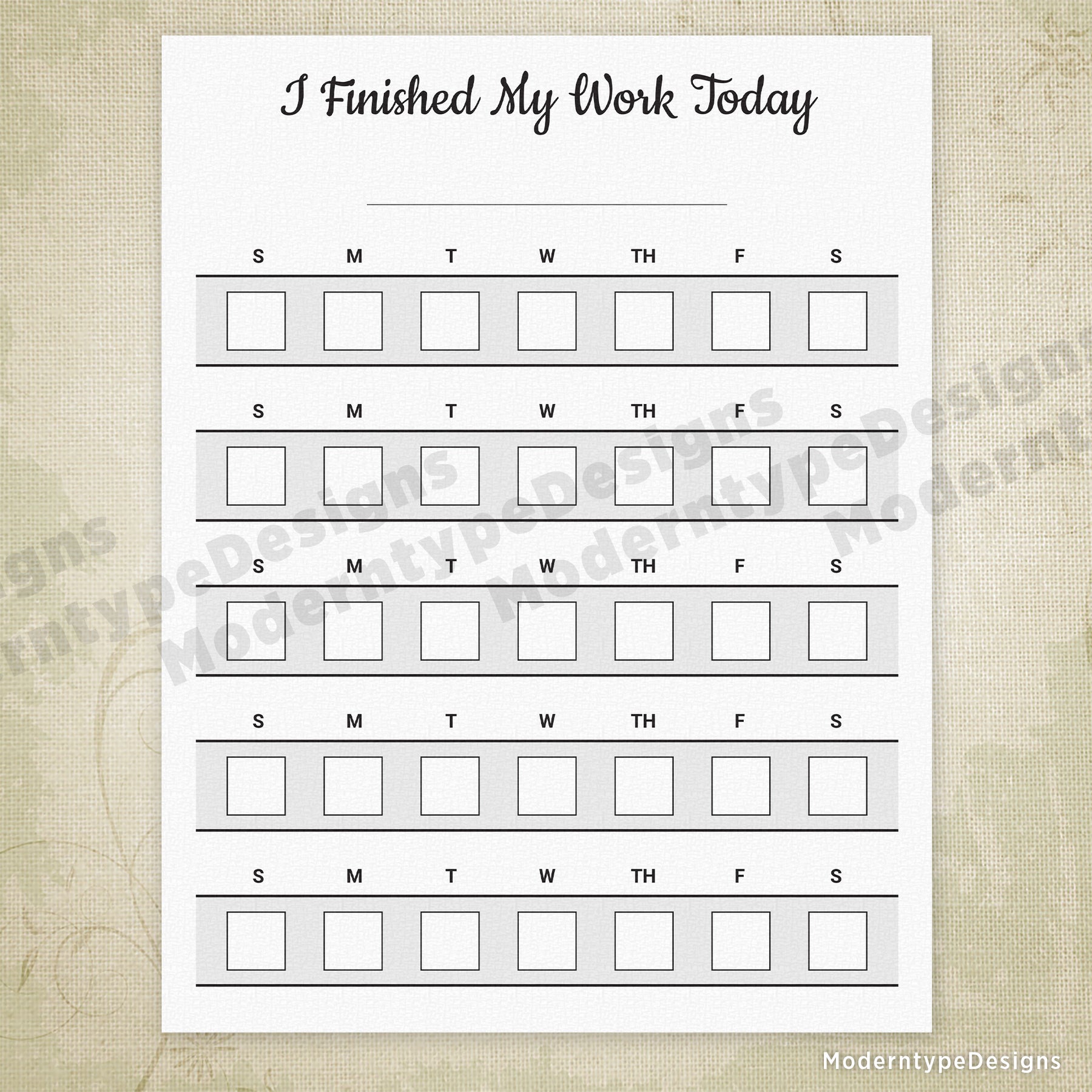 I Finished My Work Printable Chart