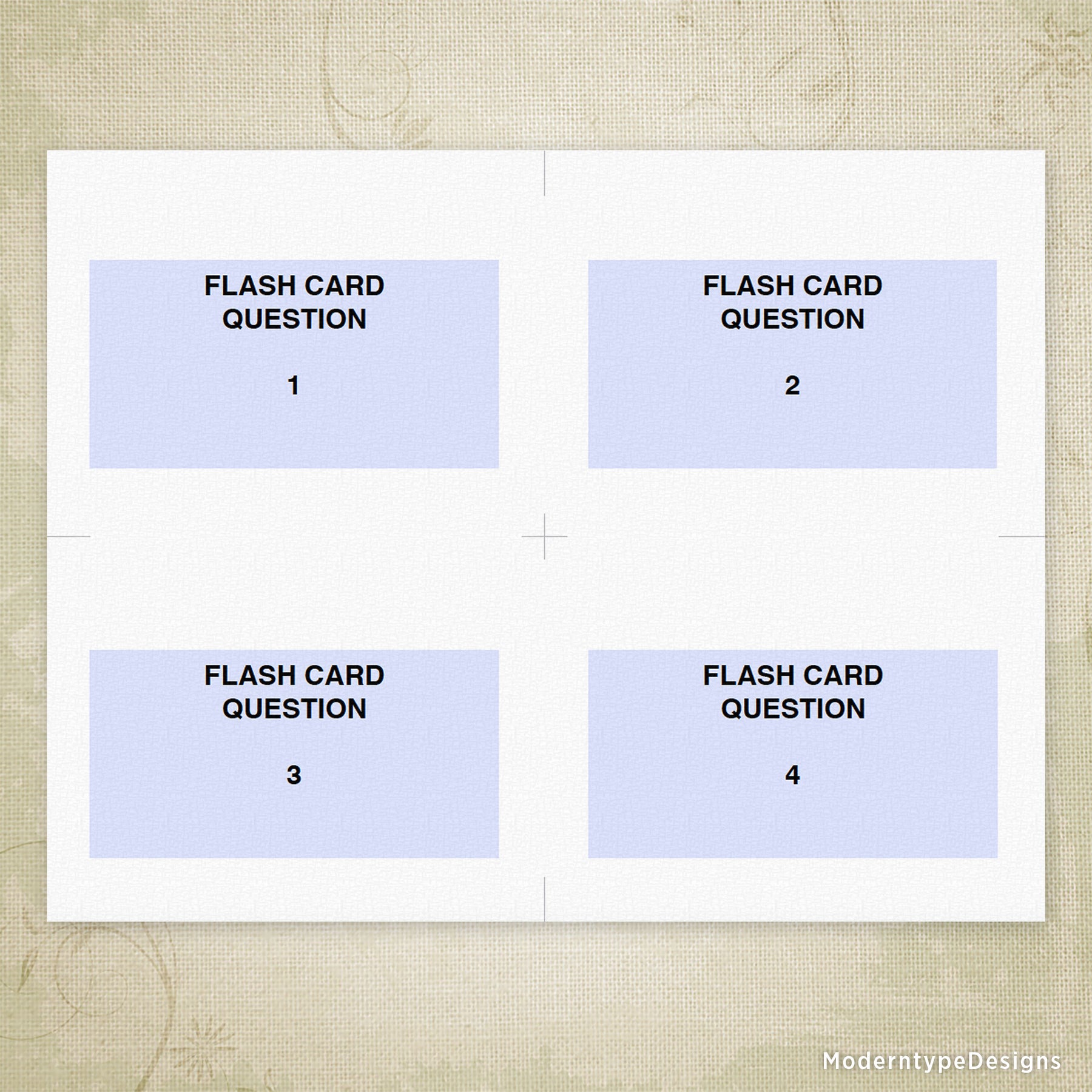Flash Cards Printable - Large, 5.5 x 4.25", Editable