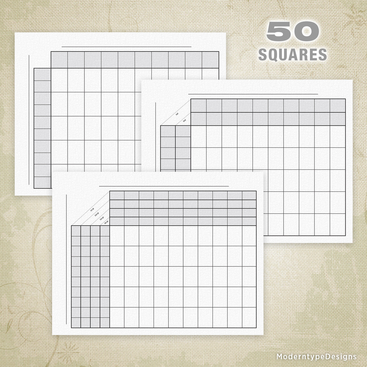 50 Football Sports Pool Squares Printable