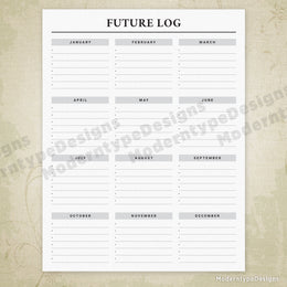 Future Log Printable with Bullets