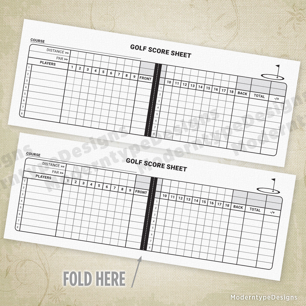 Golf Scoring Sheet Printable, 2 Games