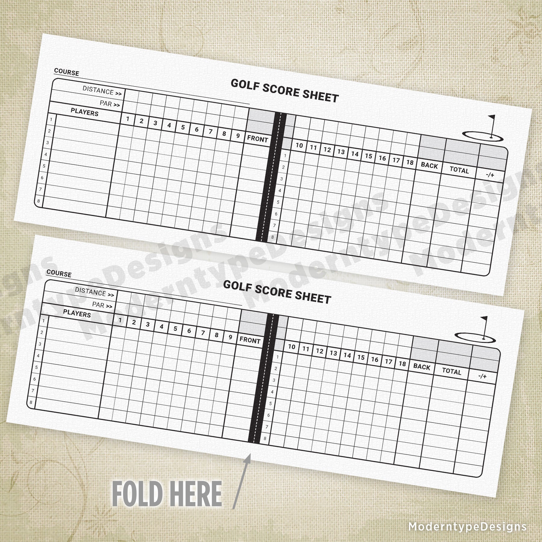 Golf Scoring Sheet Printable, 2 Games