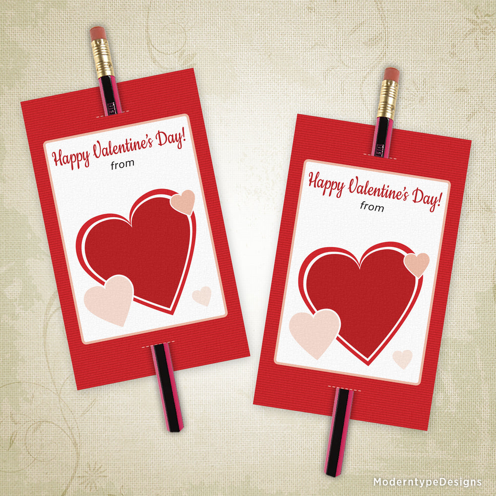Valentine's Day Glow Stick Pencil Tag Printable, Personalized