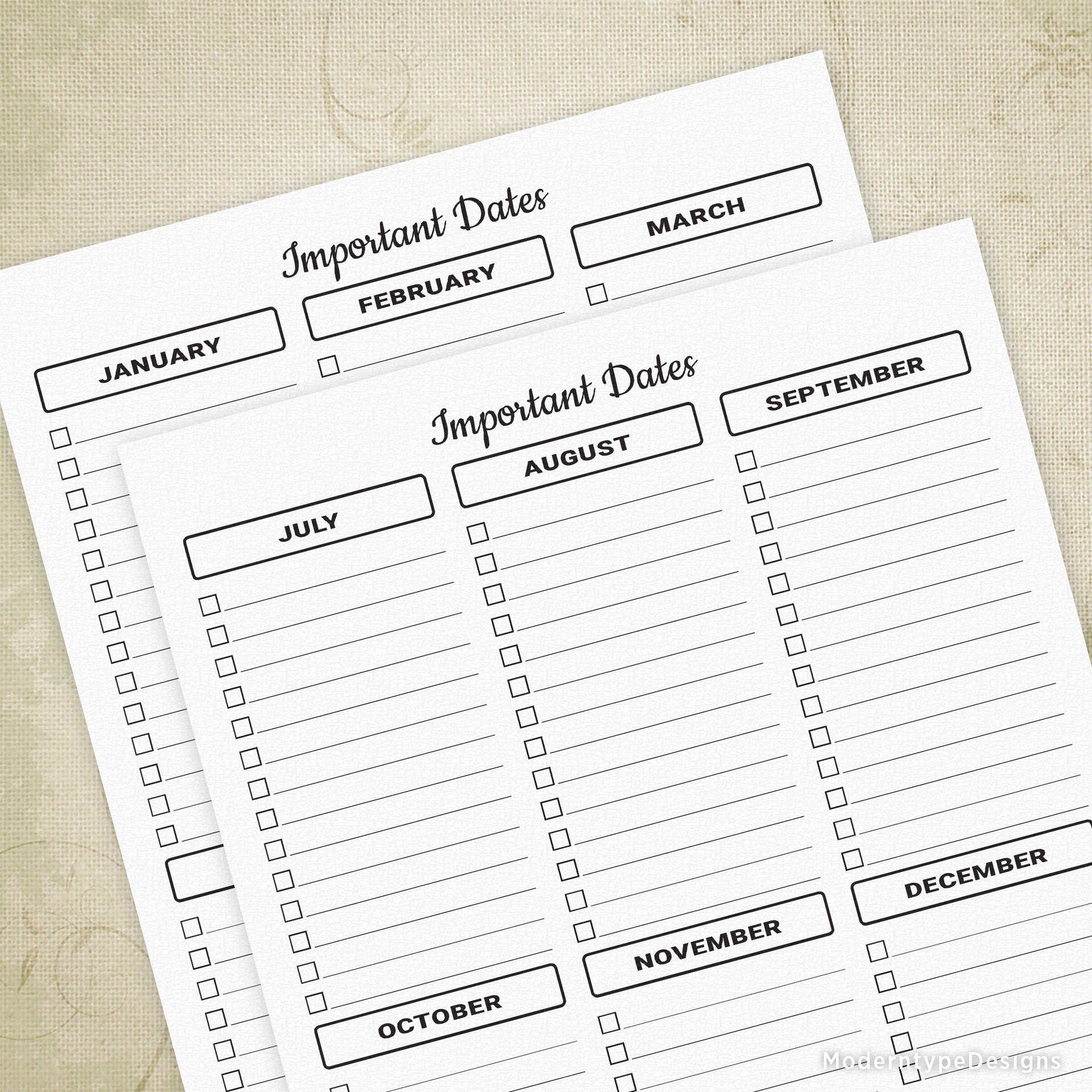 important dates printable free