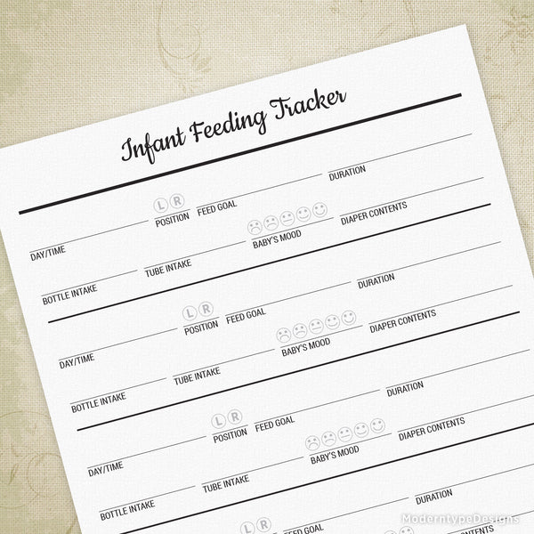 Infant (Tube) Feeding Tracker Printable