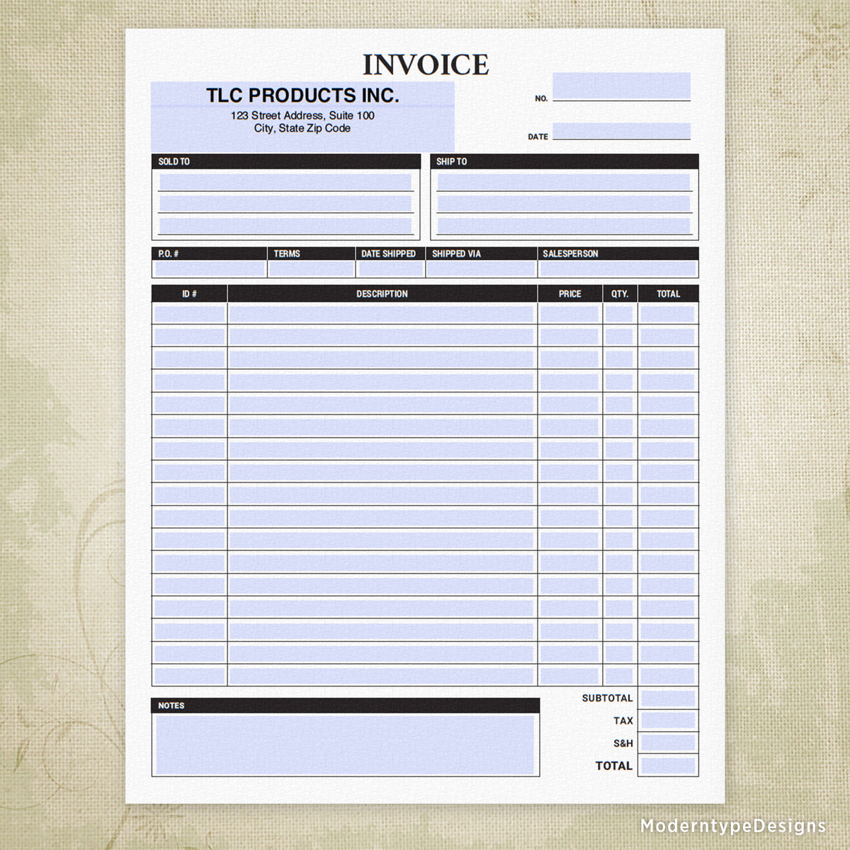 Invoice Form Printable, Editable, #4
